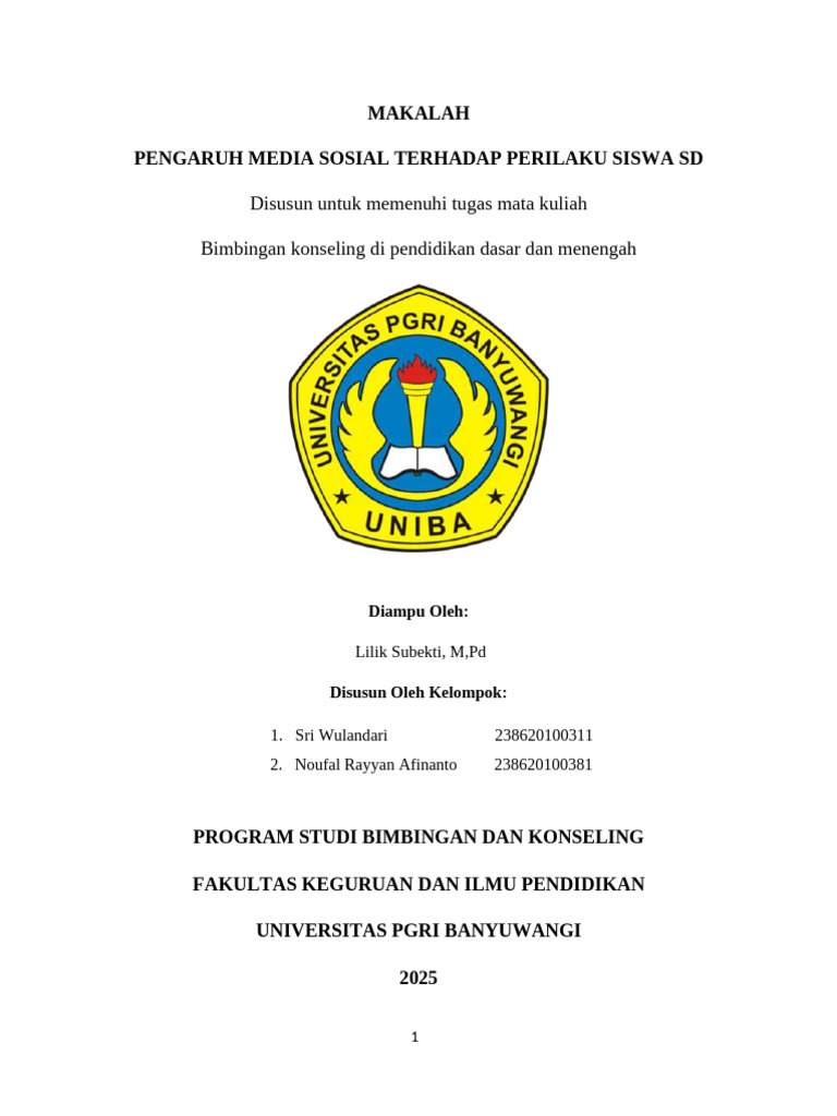 Makalah Klmpok Bu Lilik Bk Dikdasmen SD | PDF