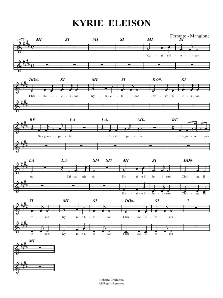 Kyrie Eleison: Partitura y Notación | PDF