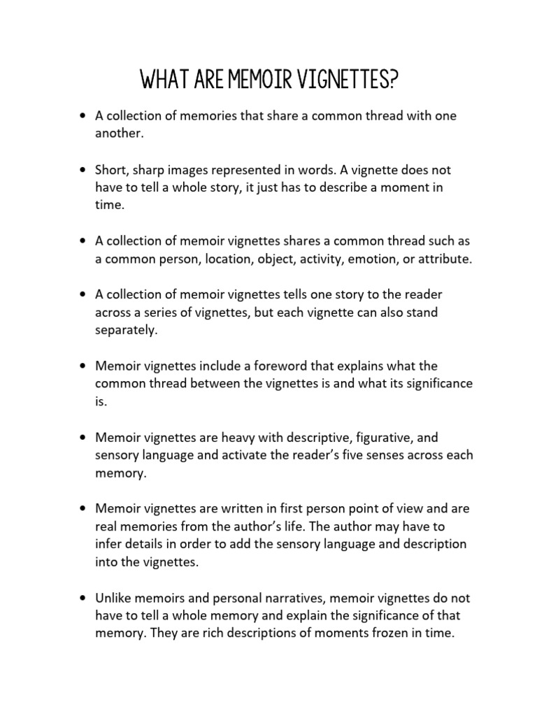 What Are Memoir Vignettes | PDF