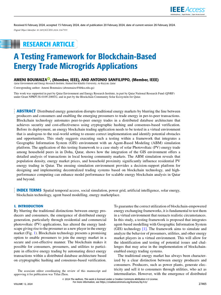 A Testing Framework For Blockchain-Based Energy Trade Microgrids ...