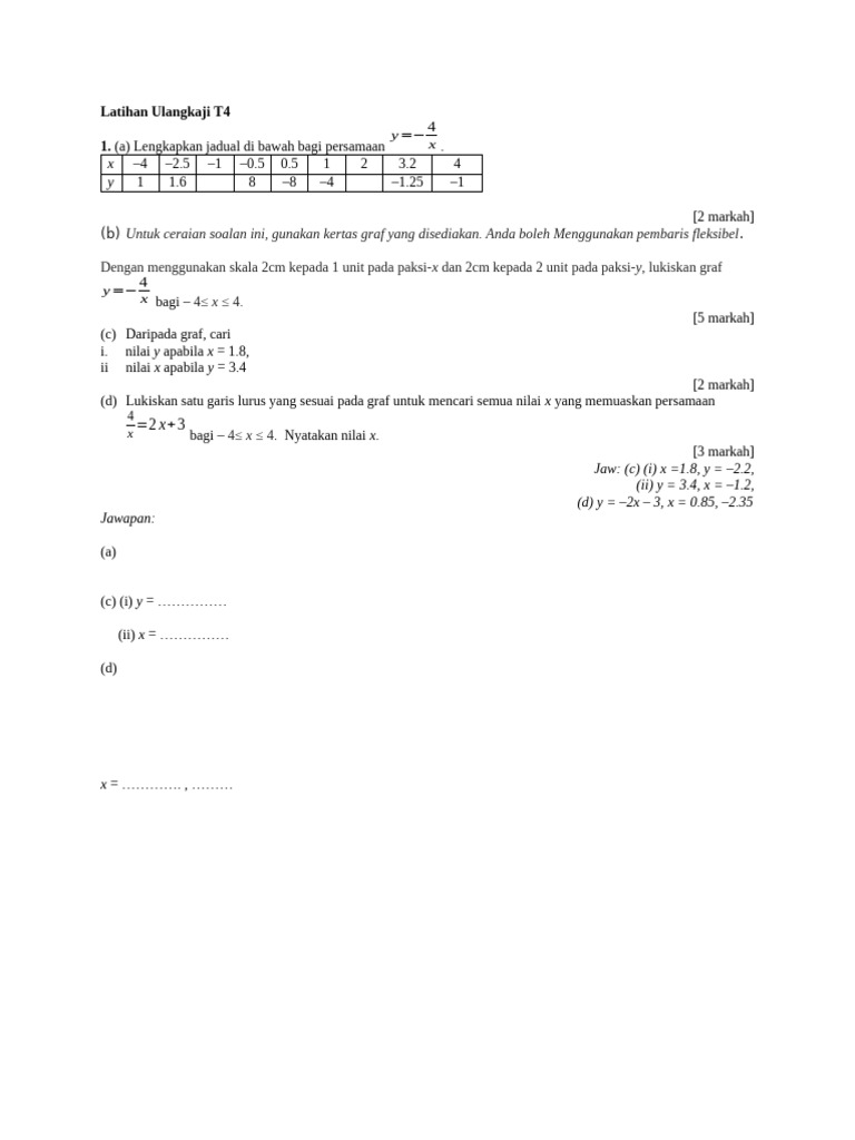 Latihan T4 Maths K2 | PDF