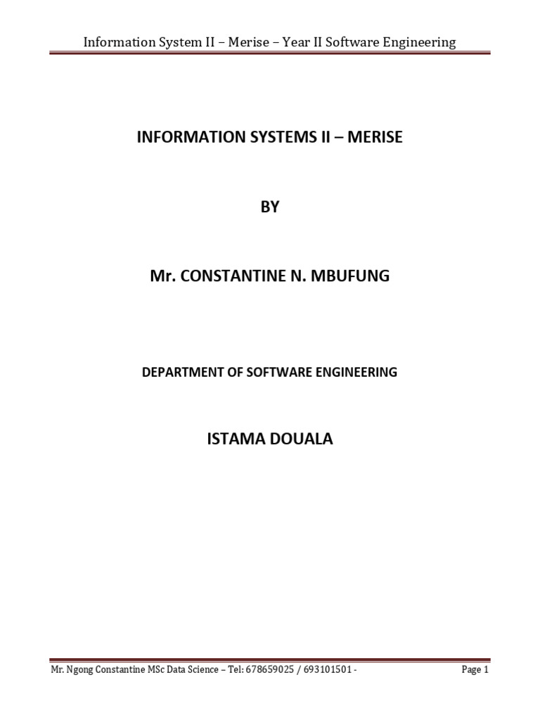 Lecture 1 - Information Systems II - MERISE | PDF | Software Development Process | Systems ...