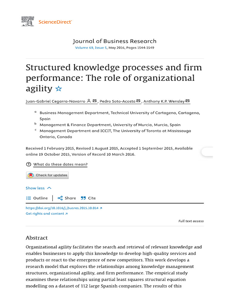 Structured - Knowledge - Processes - and Firm Performance - The - Role ...