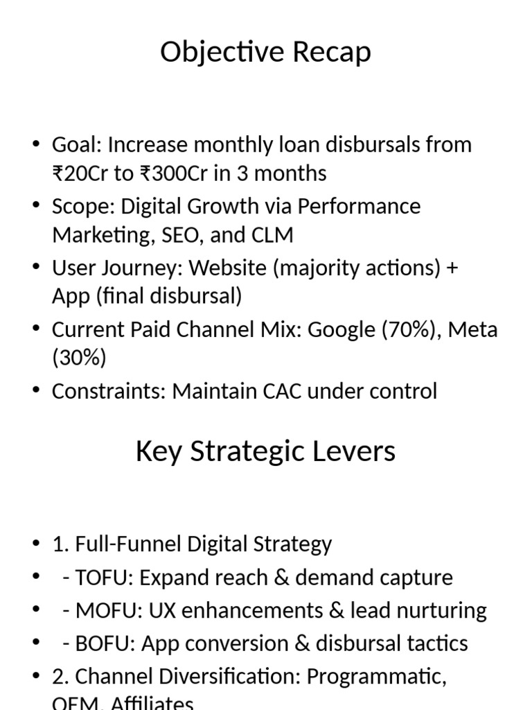 Loan Disbursal Strategy Plan | PDF