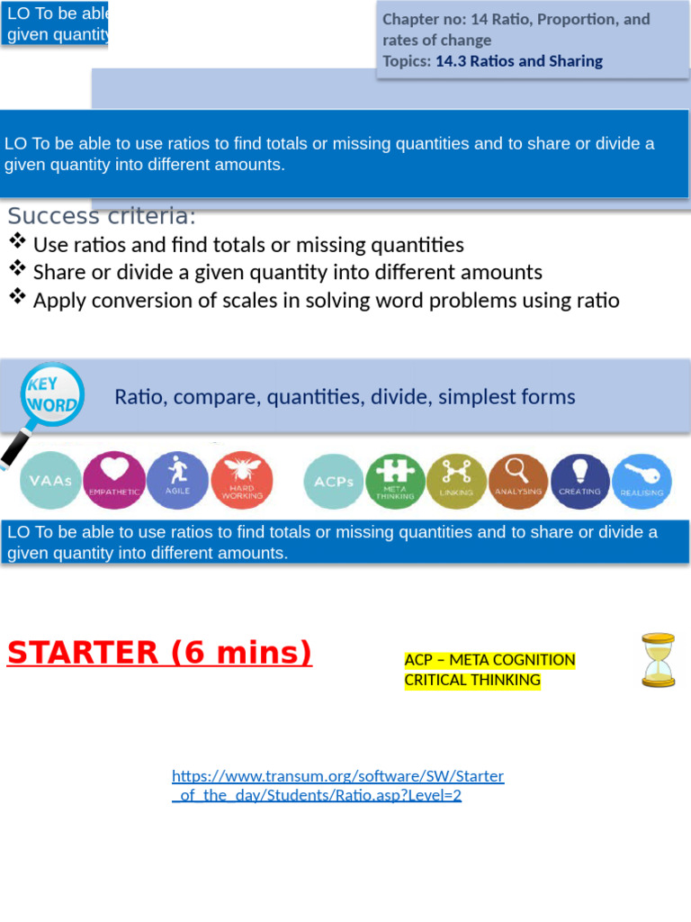 14.3 Ratios and Sharing | PDF | Ratio | Quantity