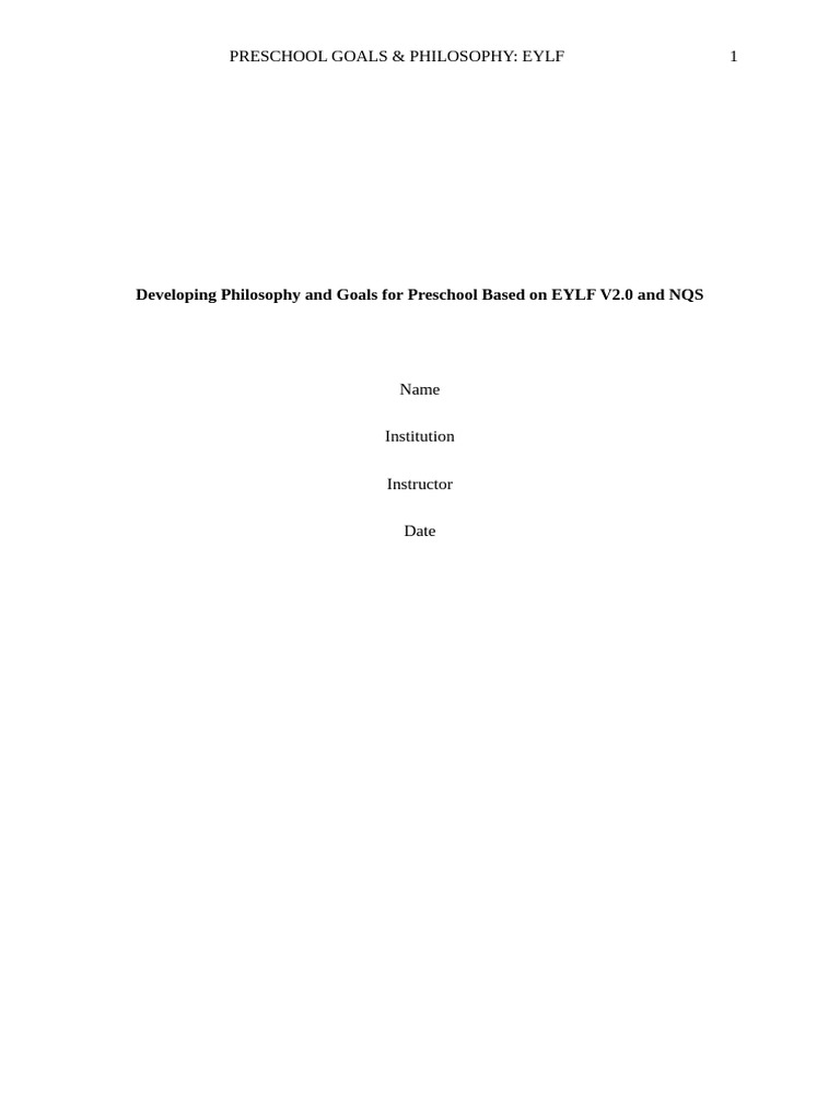 Preschool Education Philosophy & Goals | PDF | Learning | Preschool