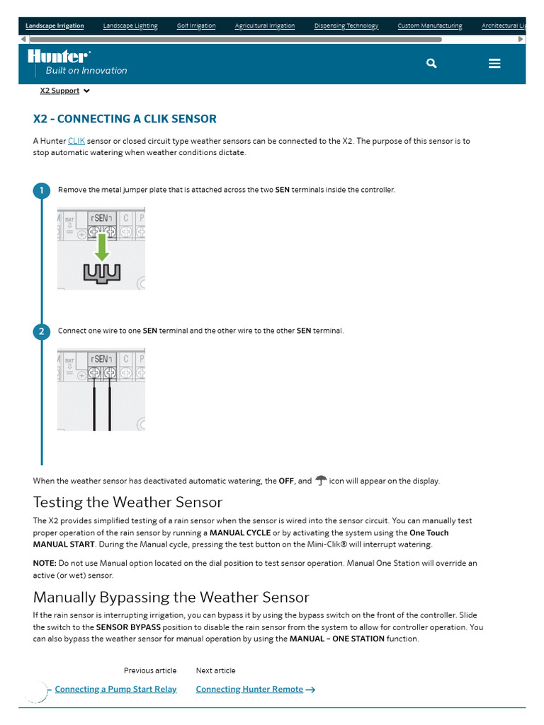 X2 - Connecting A CLIK Sensor - Hunter Industries | PDF | Switch ...