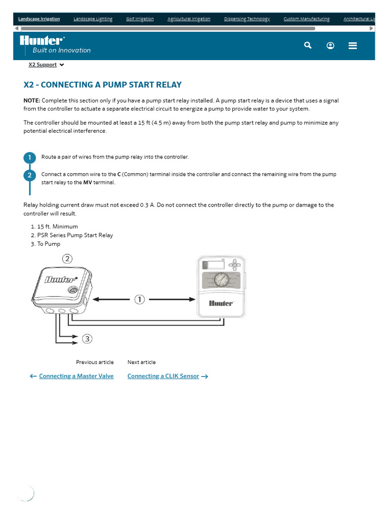 X2 - Connecting a Pump Start Relay _ Hunter Industries | PDF