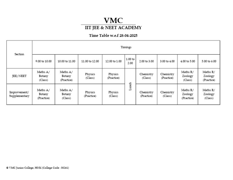Time Table W.E.F 28-04-2025-1 | PDF