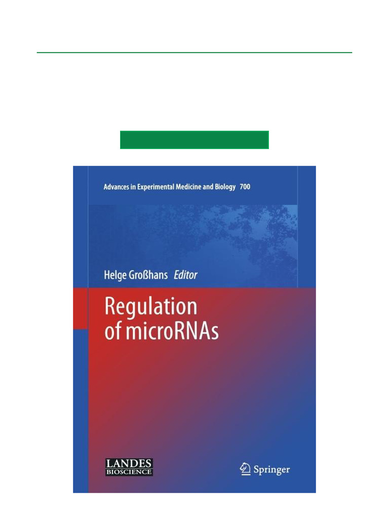 Regulation of microRNAs, 1st Edition High-Quality Download | PDF | Rna Interference | Micro Rna