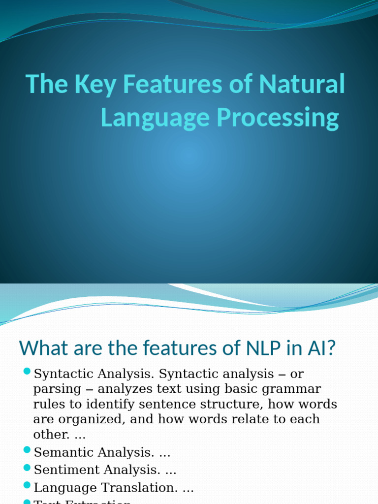 2.3 The Key Features of Natural Language Processing | PDF