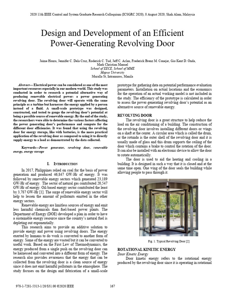 Power-Generating Revolving Door Design | PDF | Gear | Lever