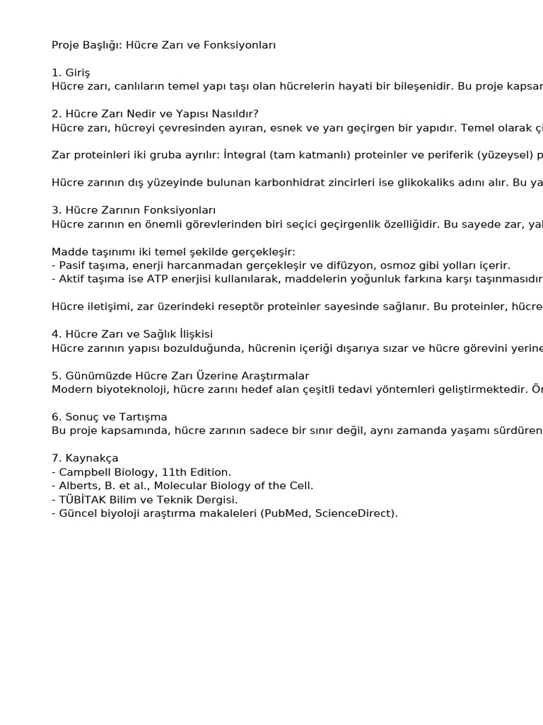 Hucre Zari Projesi | PDF