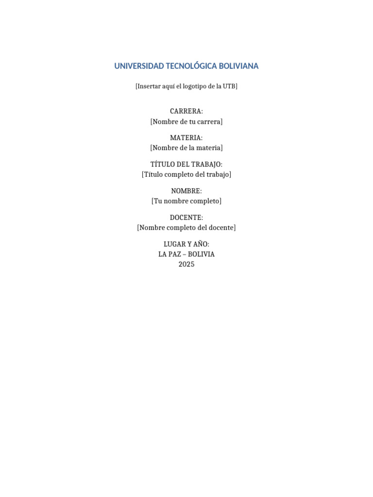 Carátula para Proyecto de Grado UTB | PDF