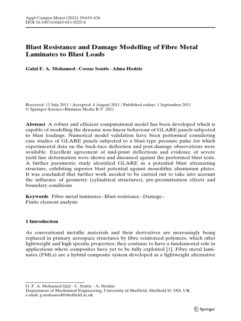 Blast - Resistance - and - Damage - Modelling - of of Fibre Metal ...
