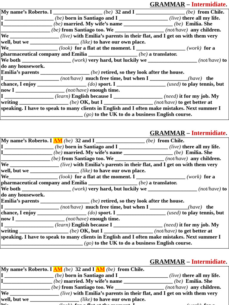 Intermediate English Grammar Practice | PDF | Taste