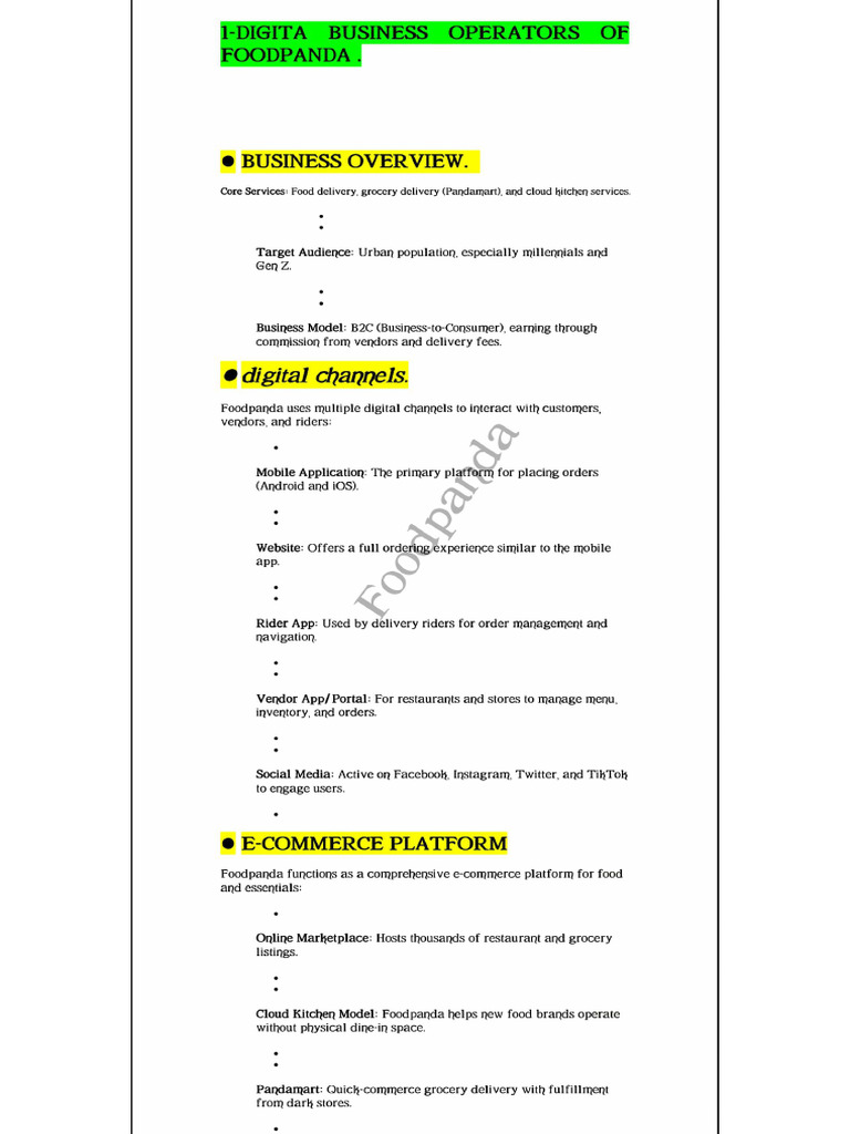 Presentation On FoodPanda | PDF