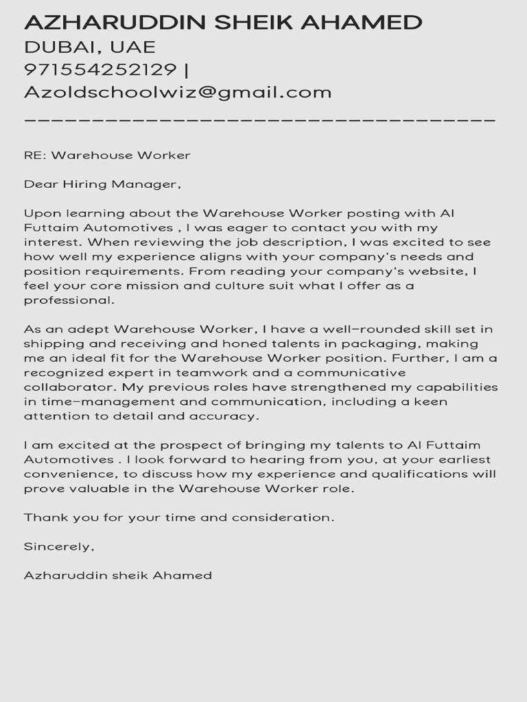 Cover Letter - Al Futt | PDF