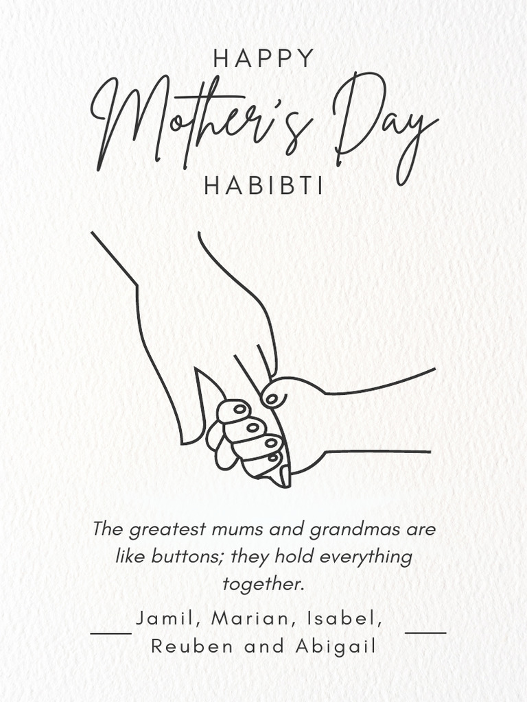 Black and White Mother's Day Card | PDF