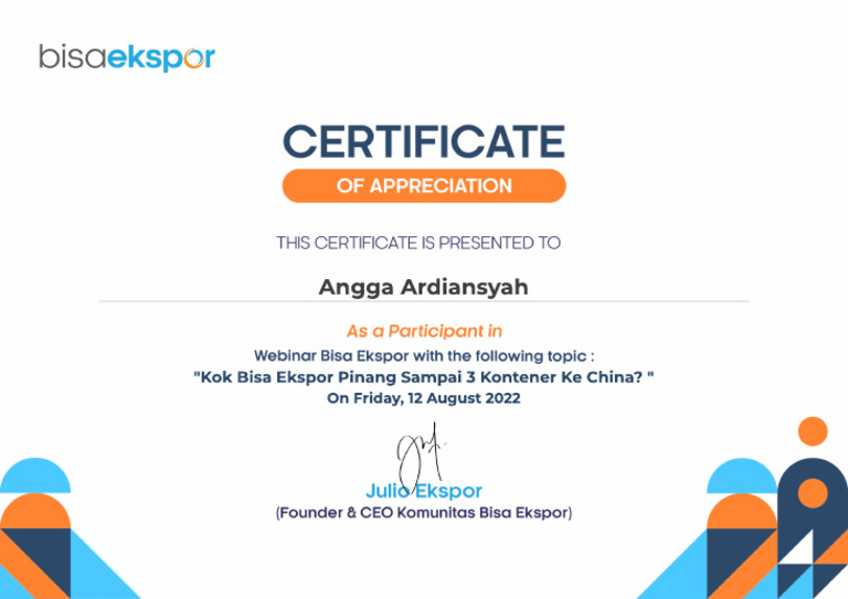Certificate Event - Angga Ardiansyah | PDF
