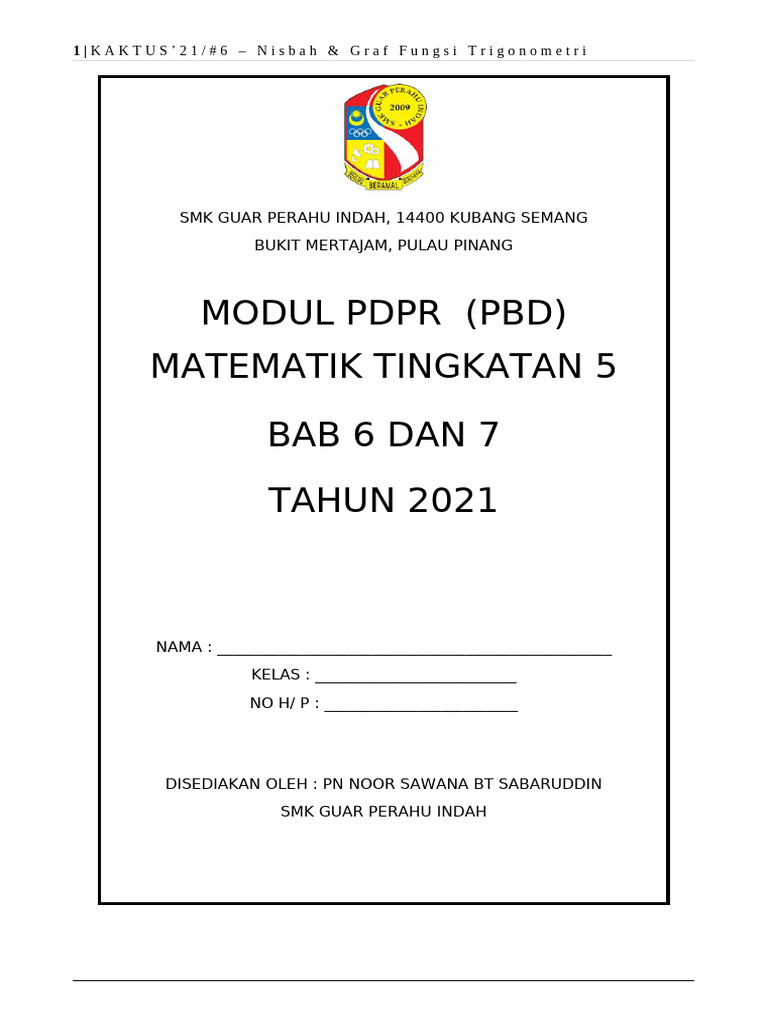 Modul PDPR Ting 5 (Math) | PDF