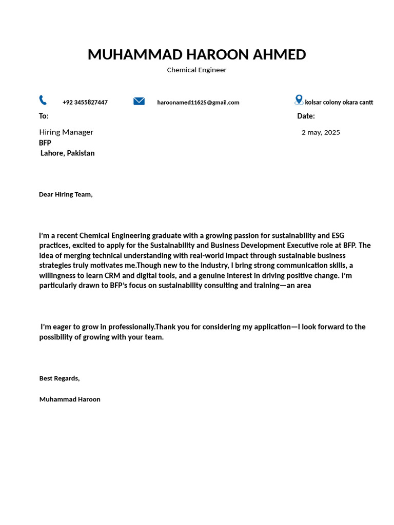 BFP COVER LETTER | PDF