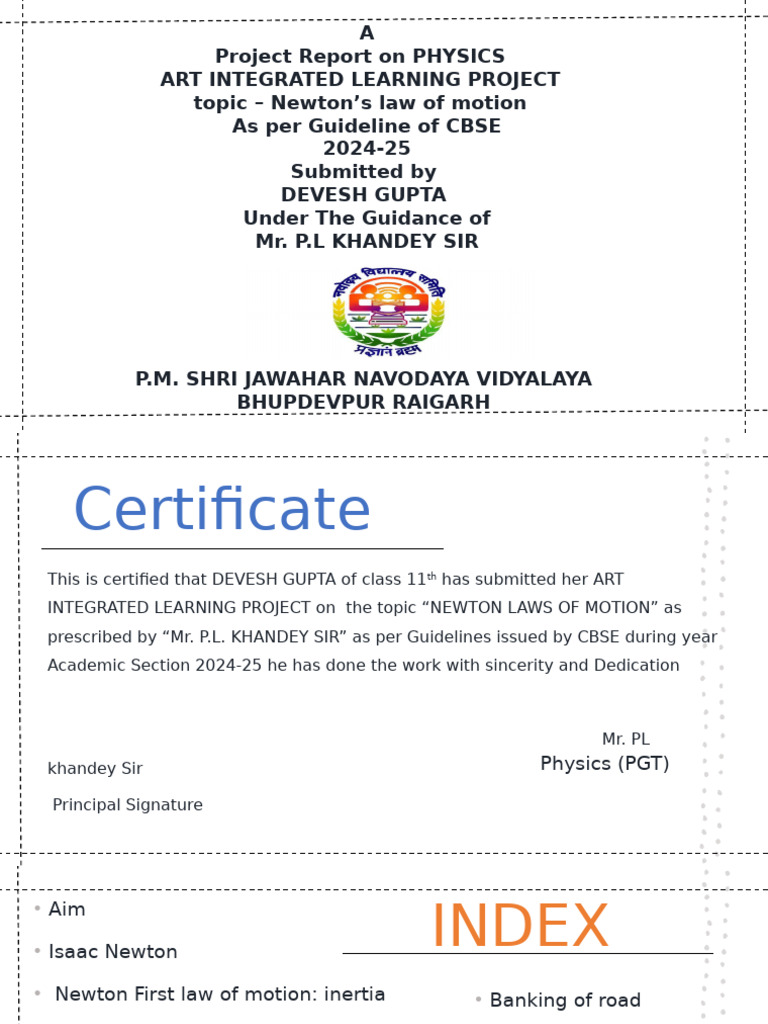 Art Integrated Learning Project Devesh Gupta | PDF | Force | Newton's Laws Of Motion