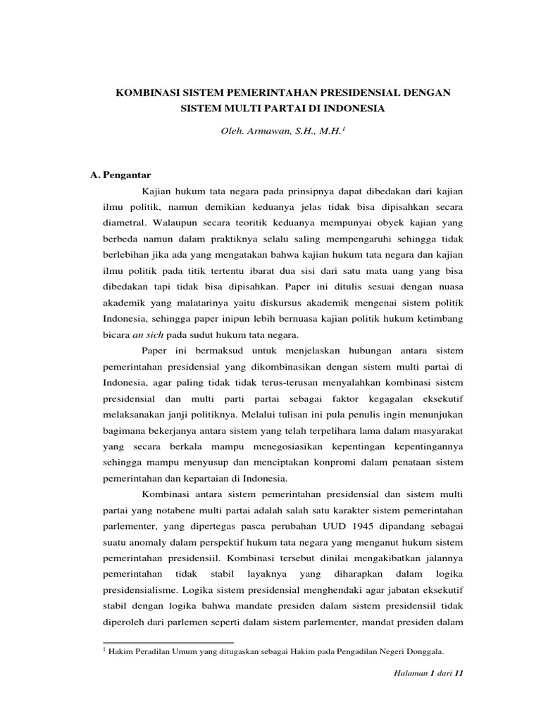 2024-Kombinasi Sistem Pemerintahan Presidensial Dengan Sistem Multi ...