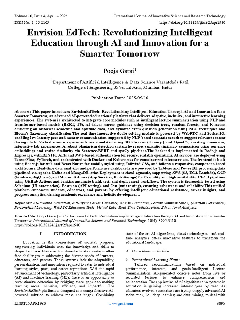 Envision EdTech: Revolutionizing Intelligent Education Through AI and ...