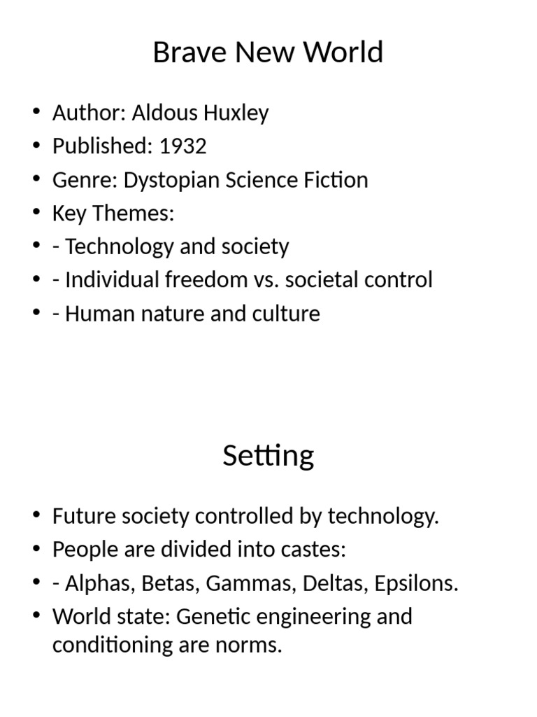 Brave New World Presentation | PDF