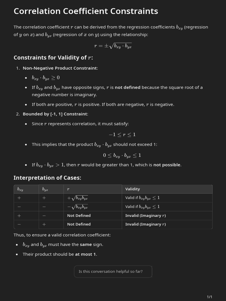 Correlation Coefficient Constraints | PDF | Applied Mathematics | Mathematical Analysis