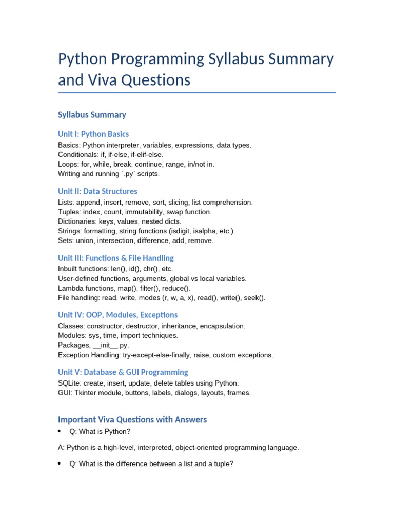 Python_Syllabus_Viva_Questions | PDF | Anonymous Function | Python ... Python_Syllabus_Viva_Questions | PDF | Anonymous Function | Python ...