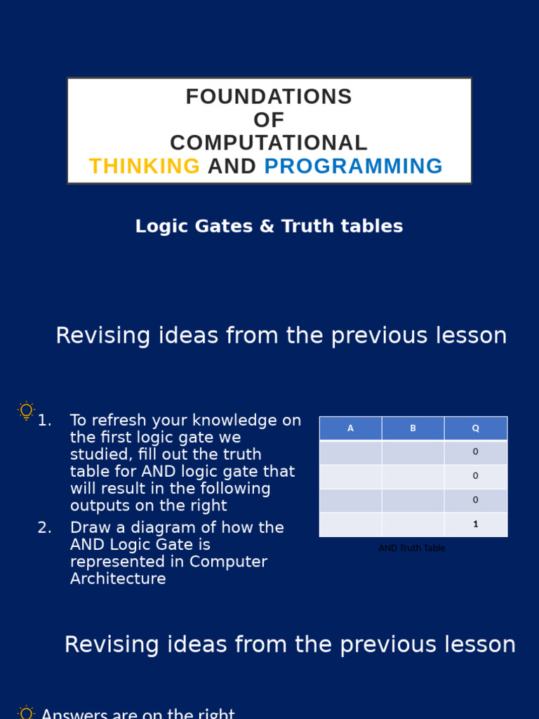 Logic Gates and Truth Tables | PDF | Logic Gate | Boolean Algebra