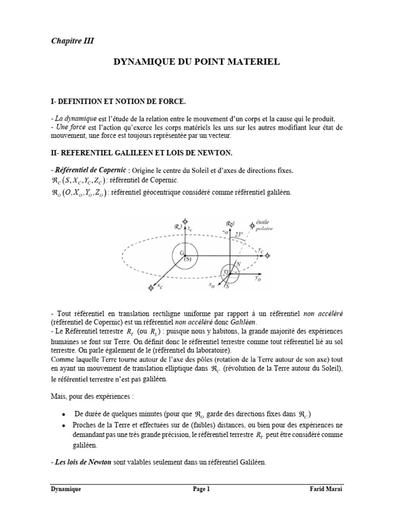 Dynamique du Point Matériel et Forces | PDF | Lois du mouvement de ...
