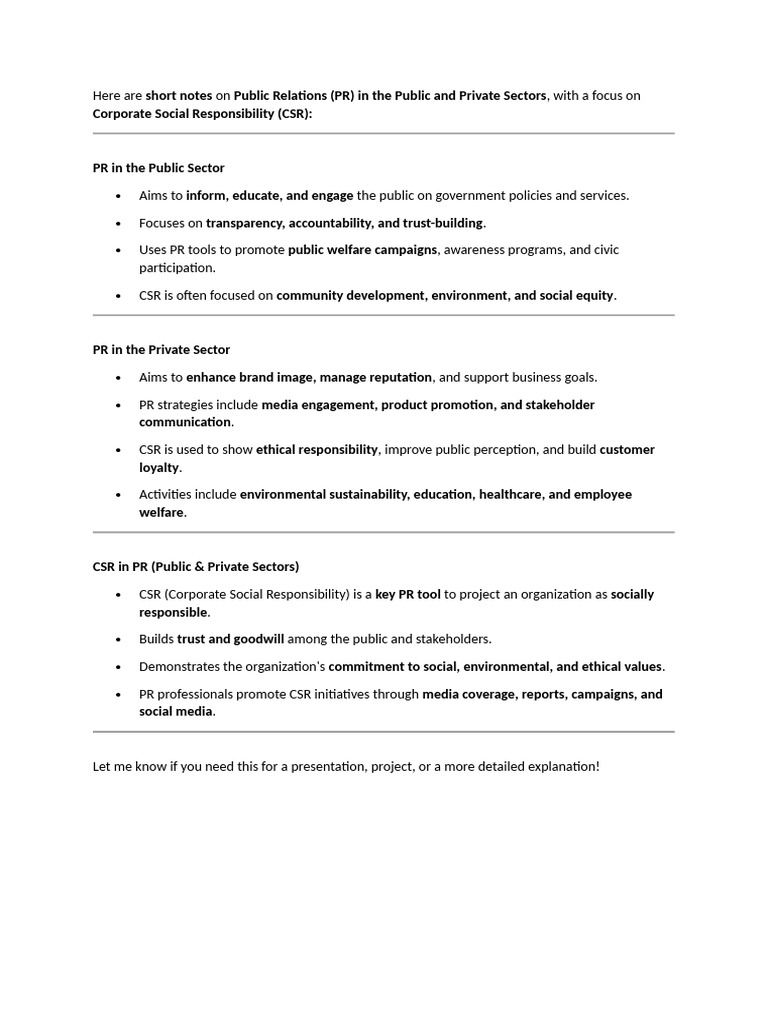 Here Are Short Notes On Public Relations | PDF