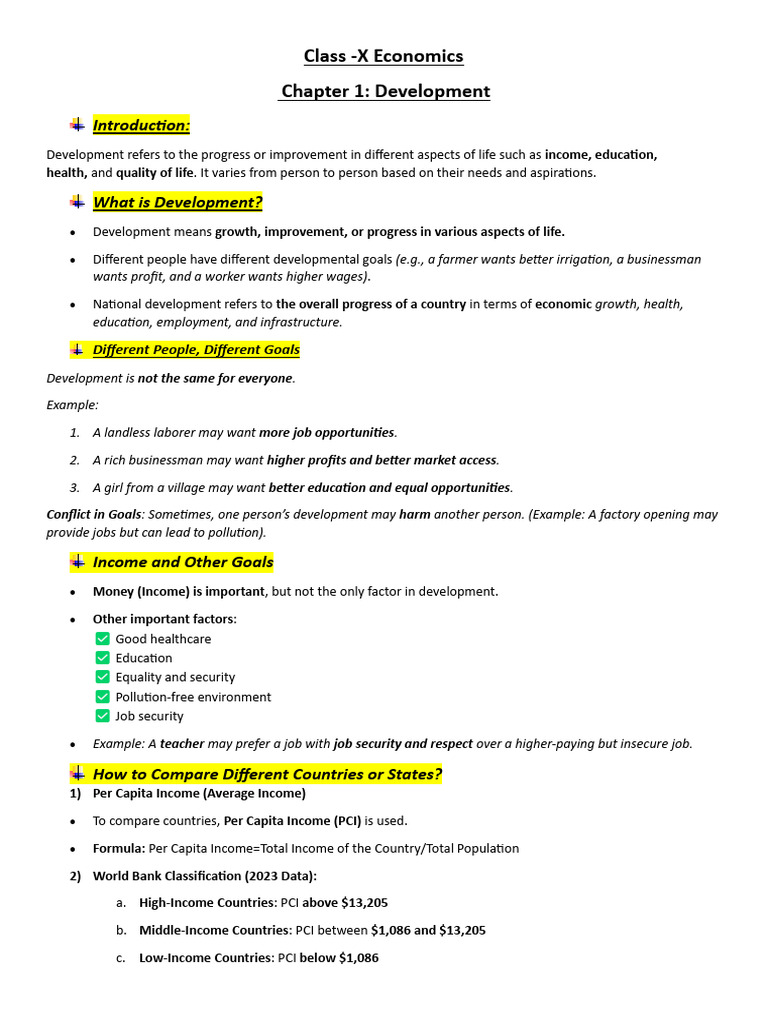 Grade - X - Notes - Development | PDF | Human Development Index ...