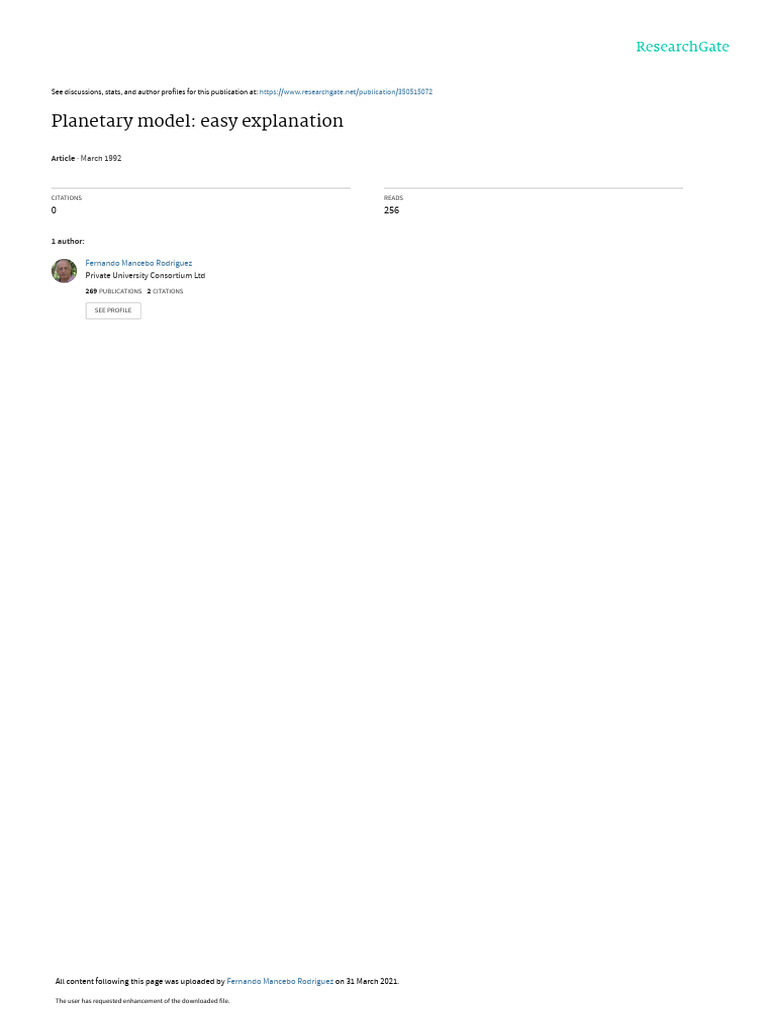 Planetary Model Easy Explanation | PDF | Atoms | Force