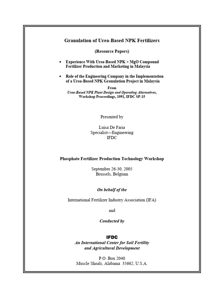 Urea-Based NPK Fertilizer Production Guide | PDF | Fertilizer | Urea