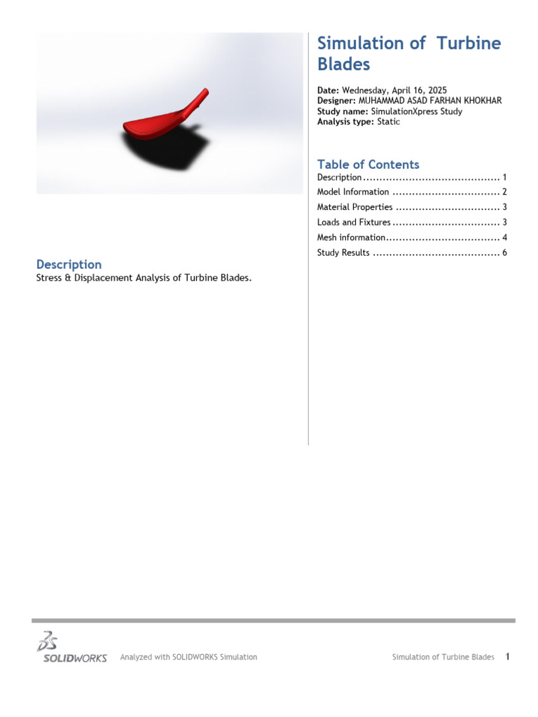 Blades Simulation Report | PDF | Strength Of Materials | Deformation ...