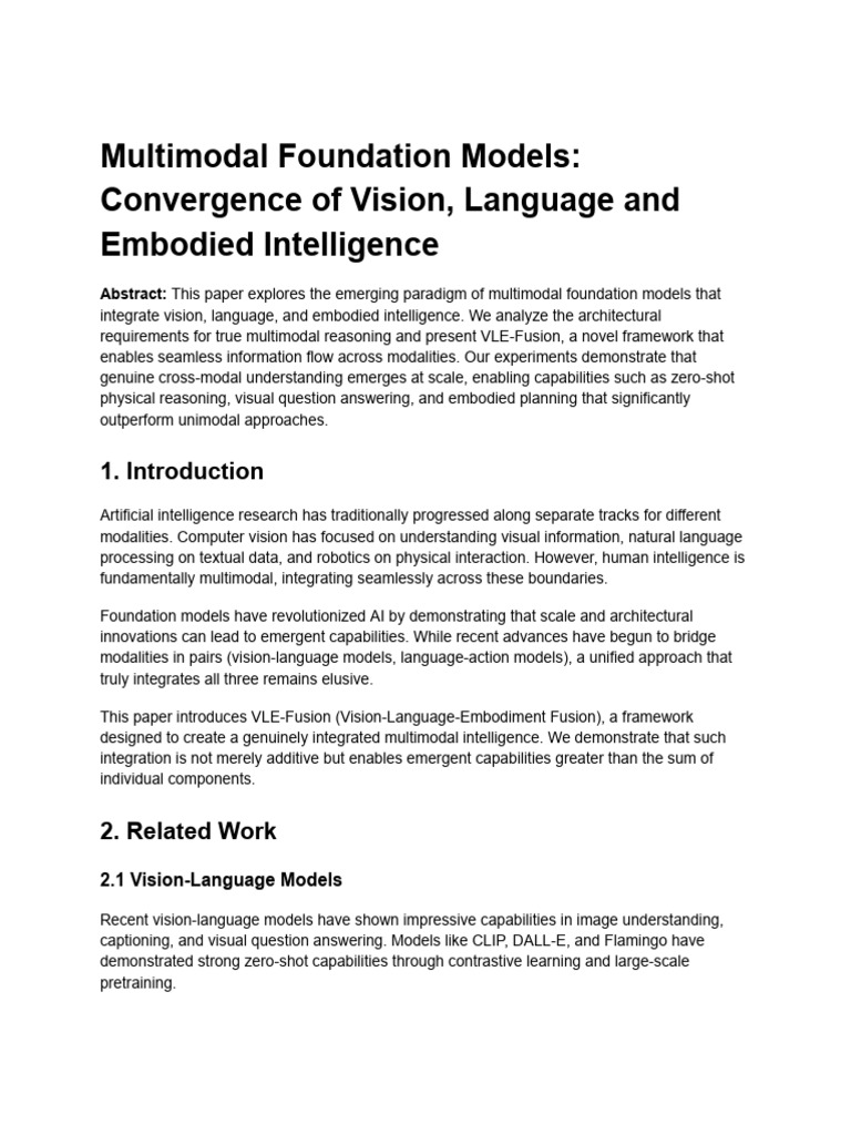 VLE-Fusion: Multimodal AI Framework | PDF | Embodied Cognition ...