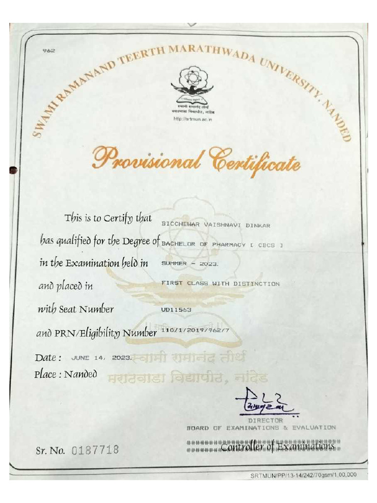 Provisional Certificate Compressed | PDF