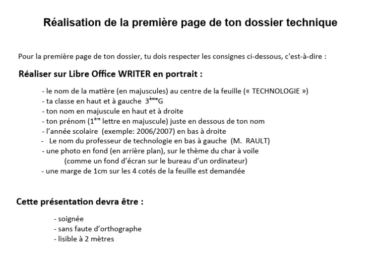 Realisation de La Premiere Page de Ton Dossier | PDF
