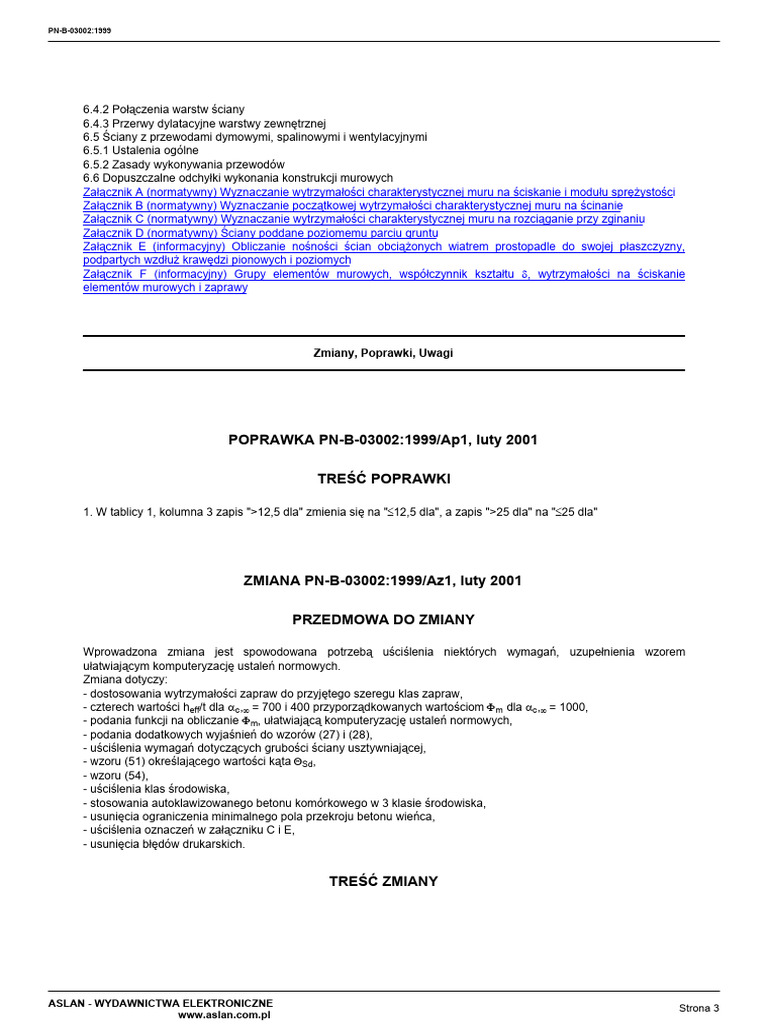 PN-B-03002-1999 Poprawki | PDF