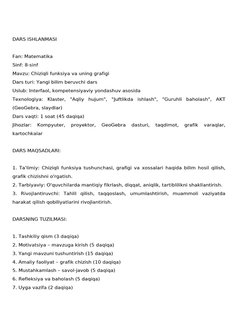 Dars_Ishlanma_Funksiya | PDF