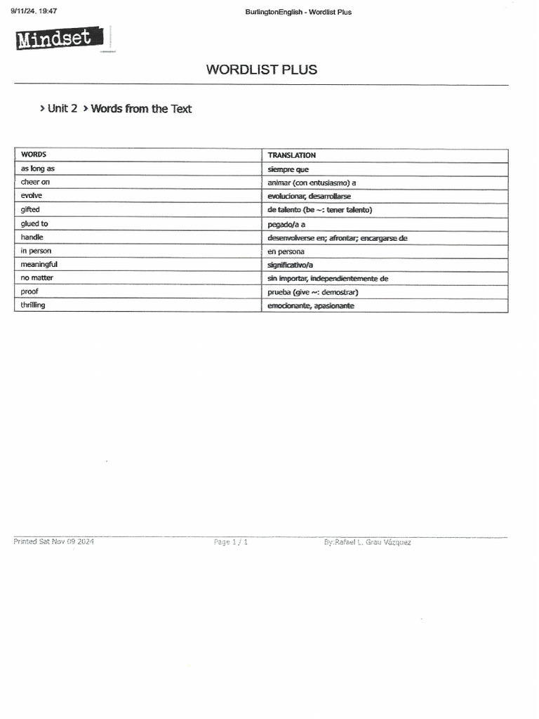 Unit 2 Words From The Text | PDF