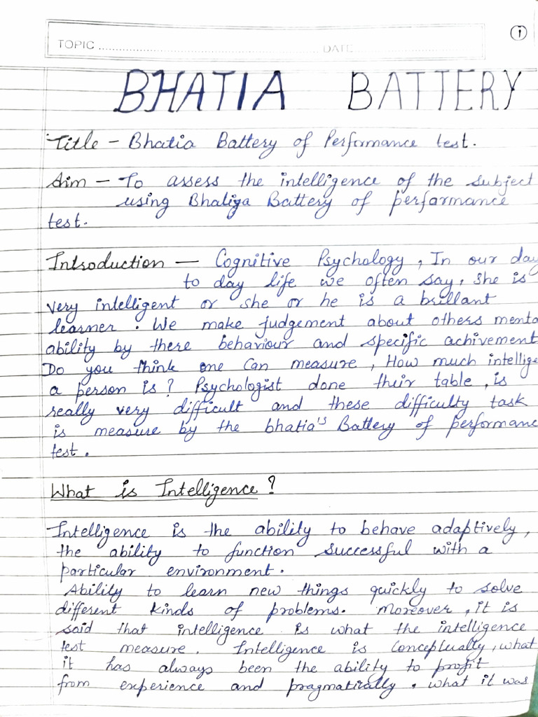 Bhatia Battery test | PDF