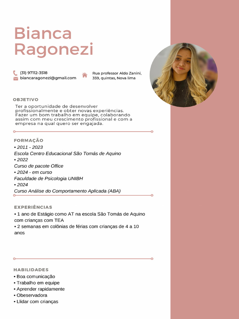 Currículo Bianca Ragonezi PDF | PDF