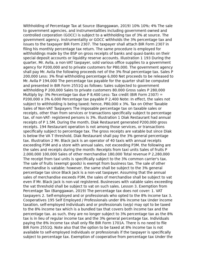 Withholding of Percentage Tax at Source | PDF | Taxes | Value Added Tax