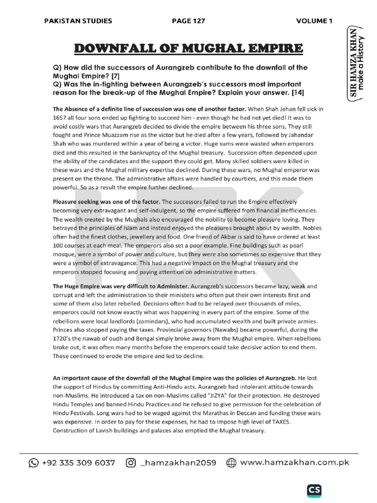 Downfall of Mughal Empire | PDF