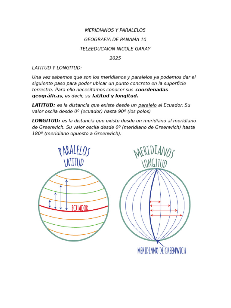 Meridianos y Paralelos en Geografía | PDF